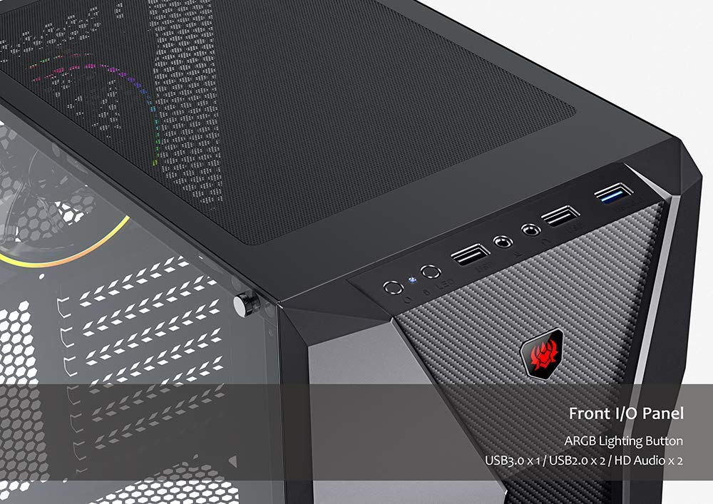 Raidmax i3 Series Mid Tower ATX Desktop Gaming Computer Case USB 3.0 Tempered Glass Window with 120mm ARGB LED Fans (i328)