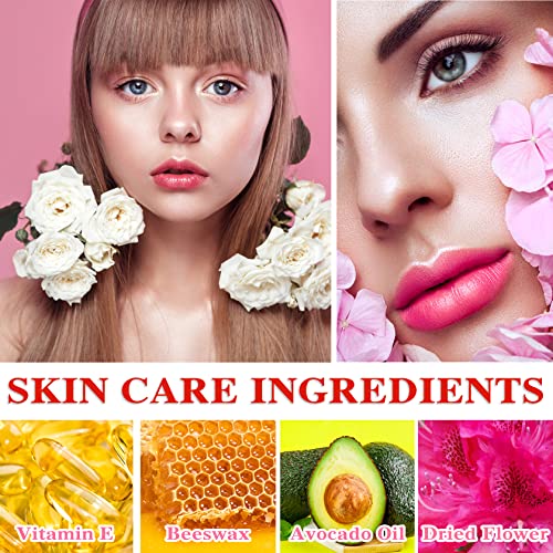 WYBLZPXZ 2Pcs Clear Crystal Flower Jelly Lipstick,PH Magic Temperature Color Changing Lipstick,Lip Gloss,Long Wear Nutritious Tinted Lip Balm,Moisturizing Lip Stick Makeup Set (Set A)