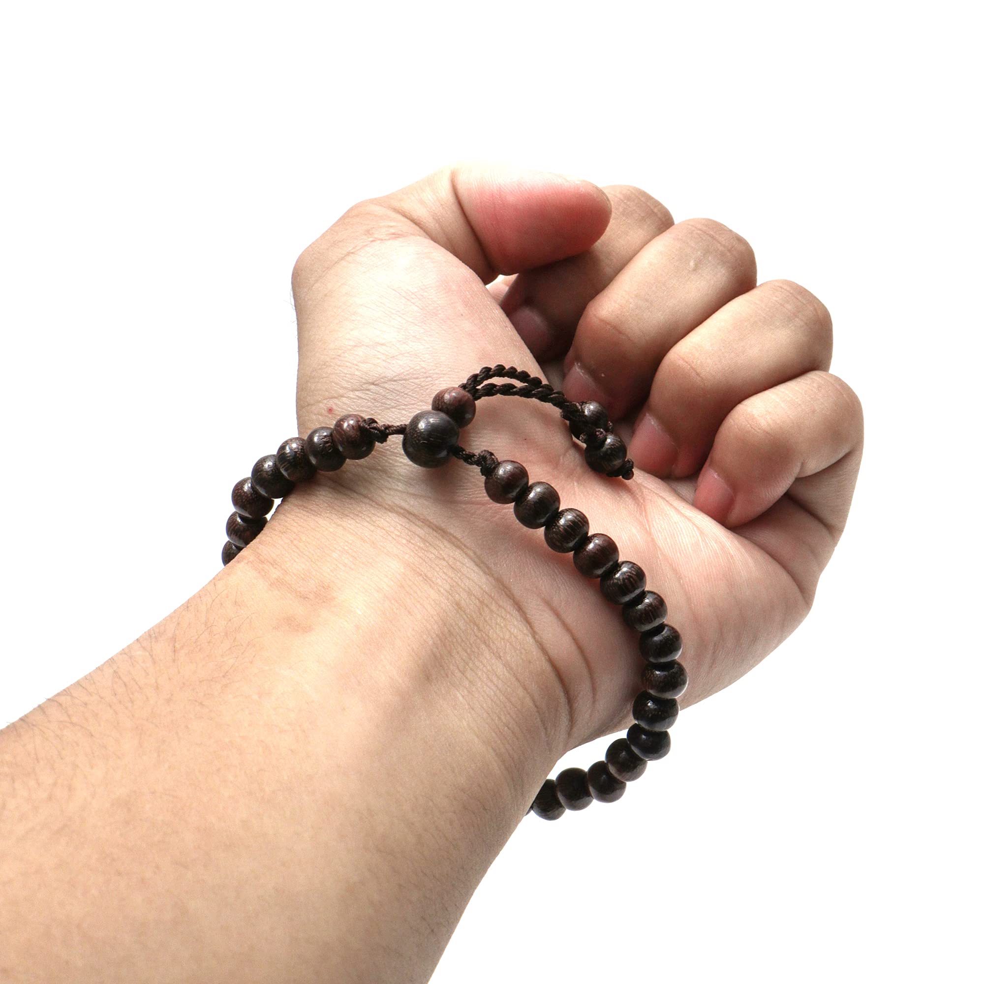 Set of 3 Hand-Made Exotic Tamarind, Ironwood and Sandalwood Tree Tasbih Bracelets 33-Beads