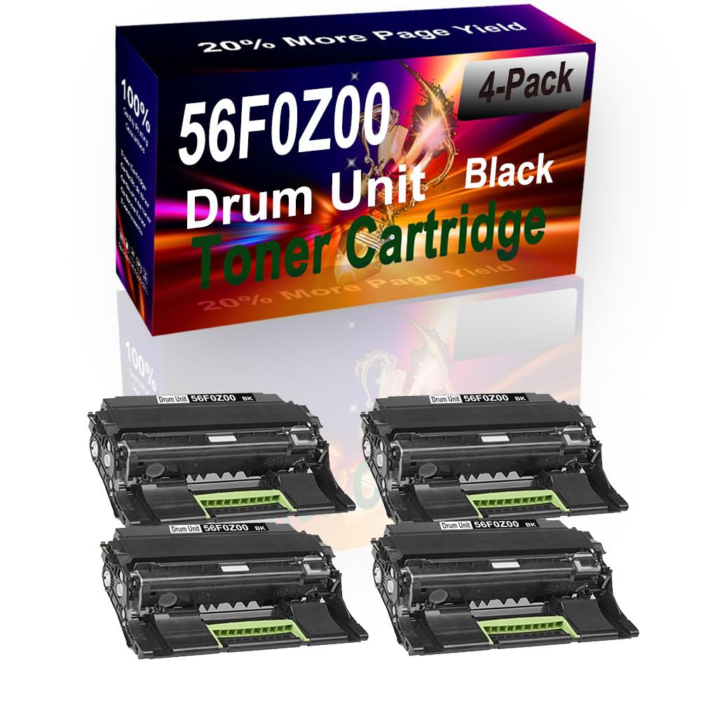 SINIYA 4-Pack Compatible Drum Unit 56F0Z00 use for MS321 MS421 MS521 MS621 MS622 MX321 MX421 MX521 MX522 MX622 Printer Series(Black)