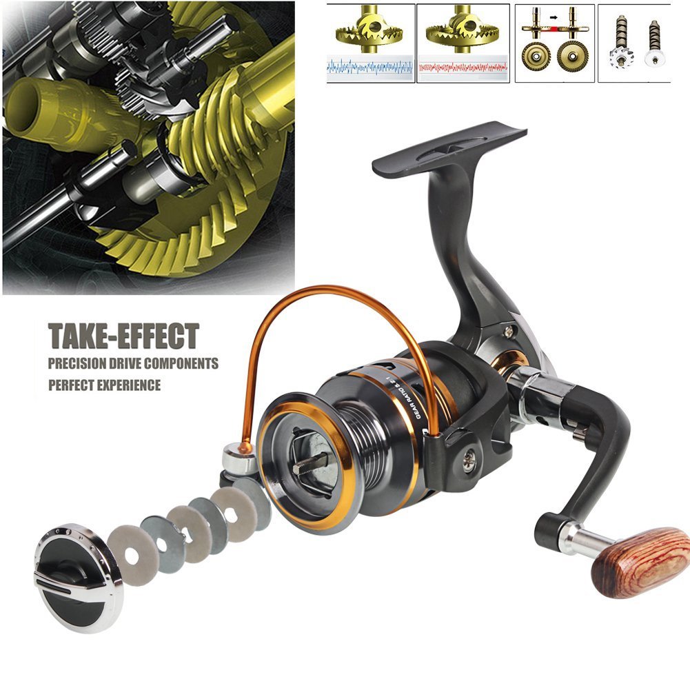 Sougayilang Spinning Fishing Reels Smooth 11BB for Inshore Boat Rock Freshwater Saltwater Fishing-DK4000