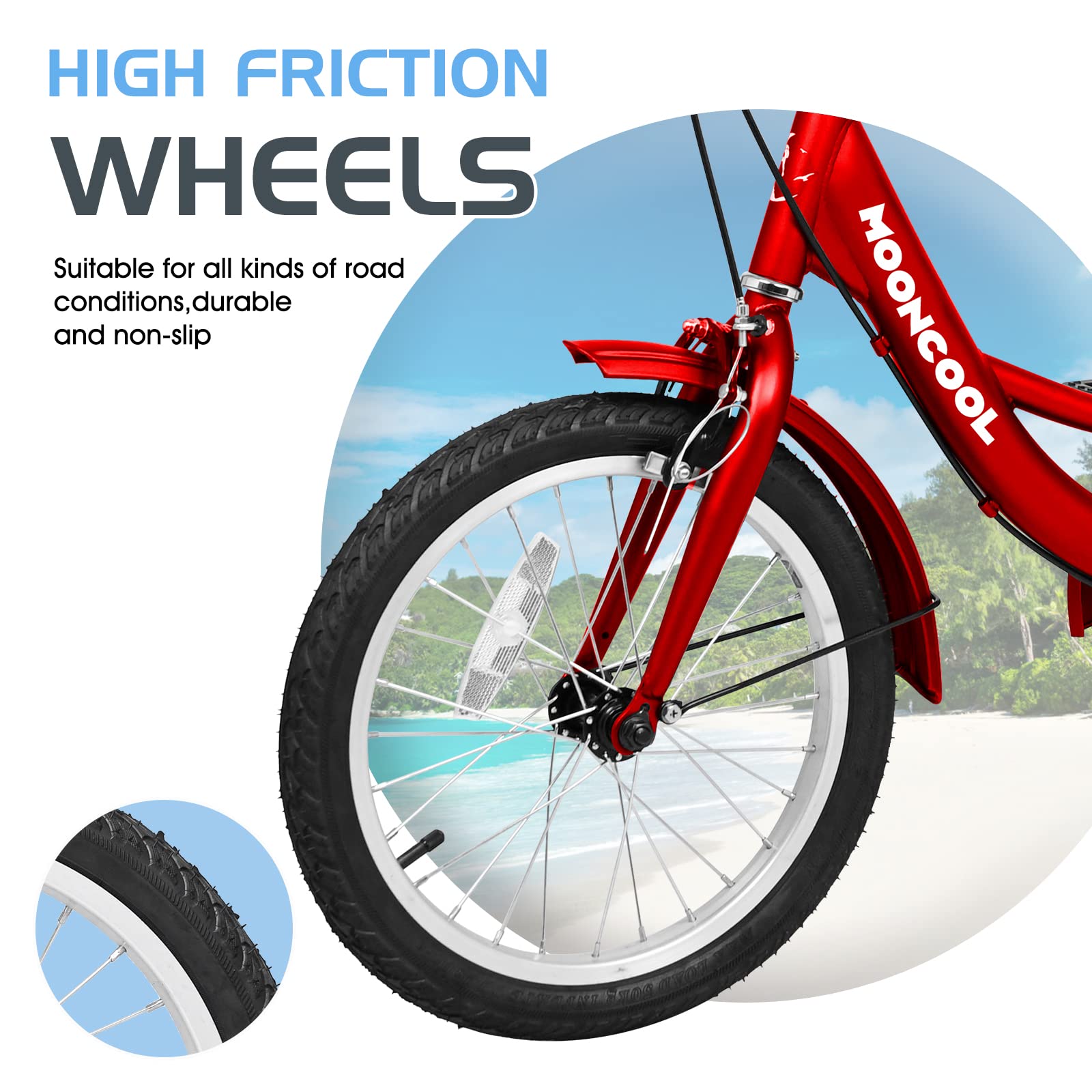 Slsy 16 inch Tricycle Trike Bike Perfect for Beginner Riders, Single Speed 3 Wheel Bikes, Three-Wheeled Bicycles with Adjustable Height and Rear Basket