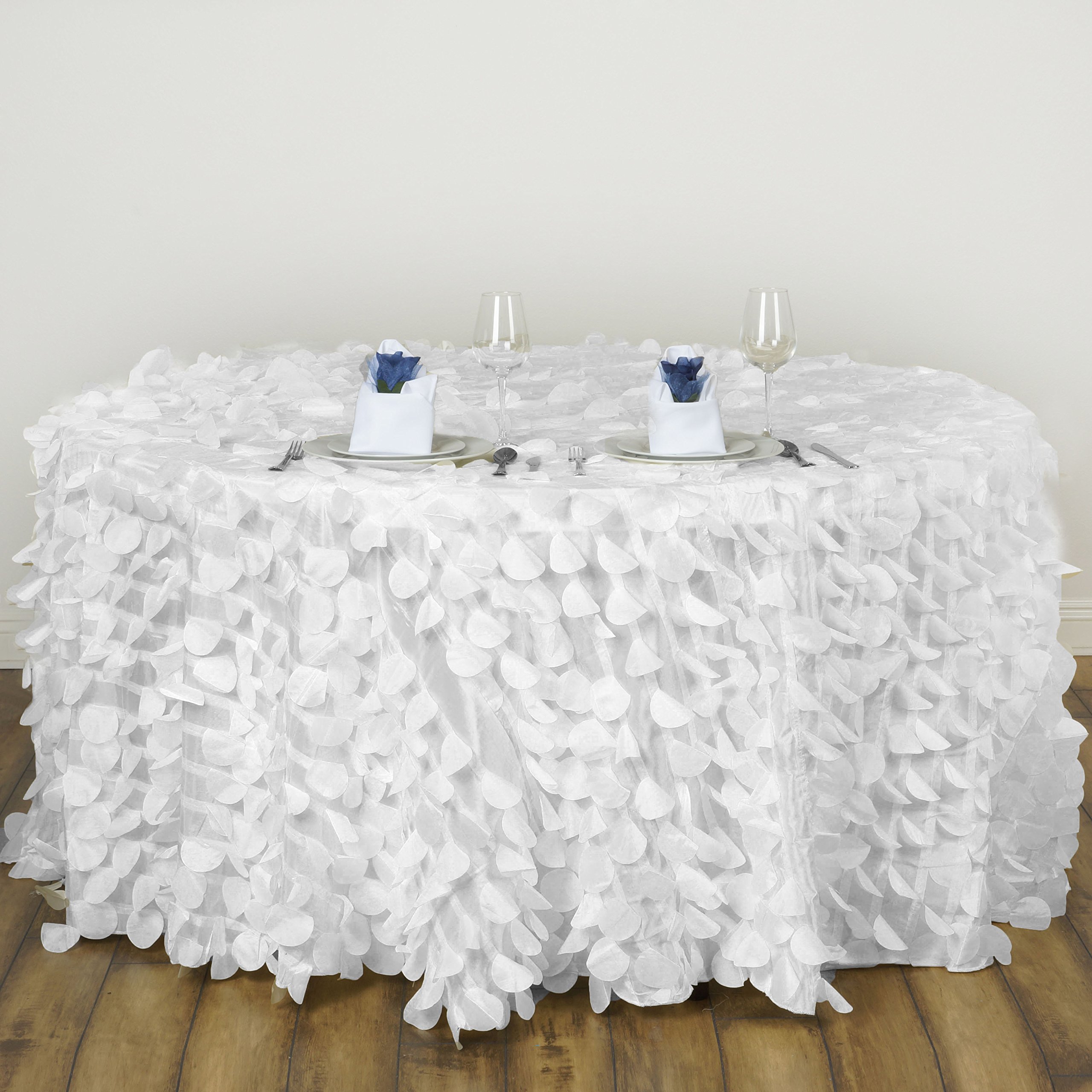 TABLECLOTHSFACTORY Vibrant Flamingo Petals 120 Round Tablecloth White