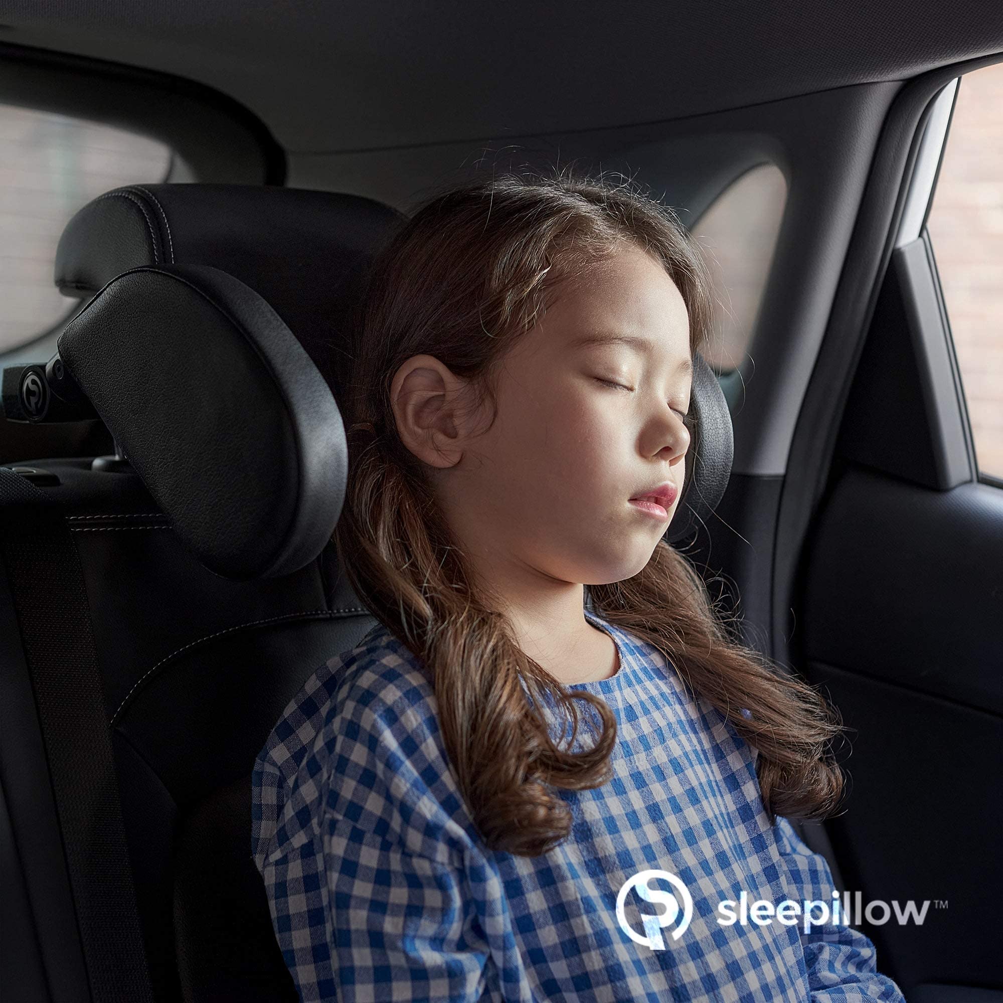 Sleepillow Car Headrest Pillow with Dual Side Cushions and Head Neck Posture Support, Road Pal Headrest, Travel Car Sleeping Pillow for Kids and Adults, 180 Ergonomic Rotation Adjustable