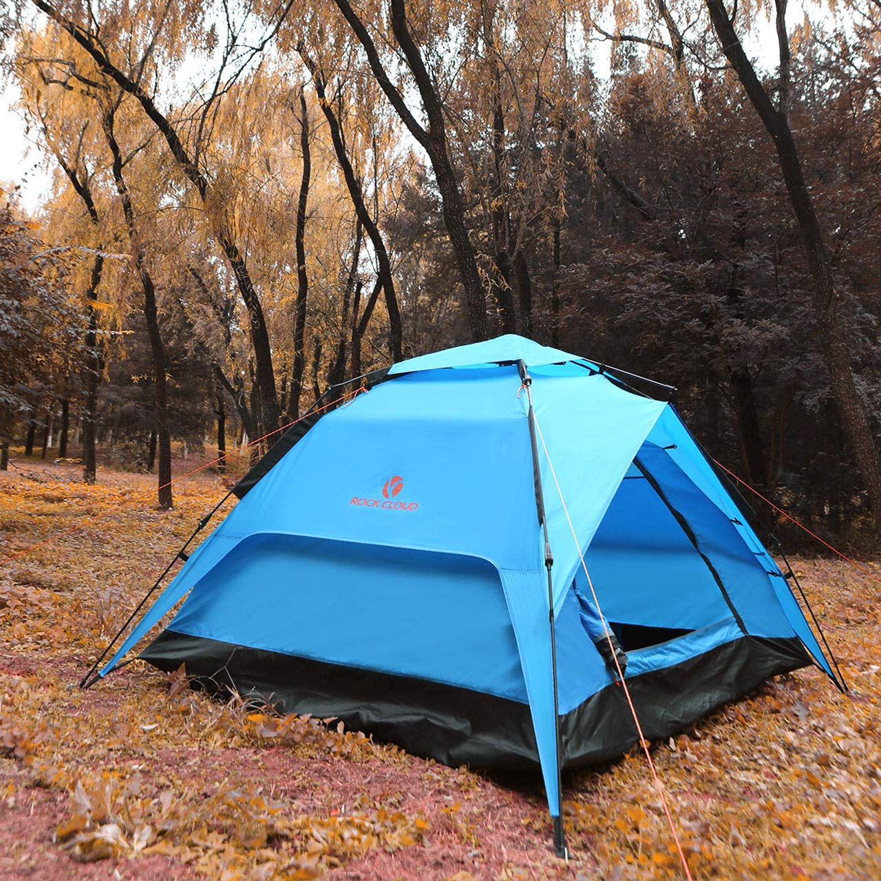 Rock Cloud Pop Up Tent Family Camping Tent 2-3 Person Portable Automatic Quick Setup Tent Waterproof Windproof with Top Rainfly for Camping Hiking