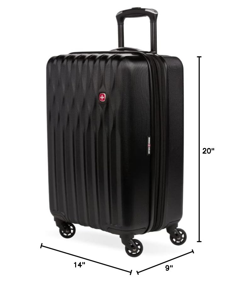 SwissGear 8018 Hardside Expandable Luggage with Spinner Wheels, Black, Carry-On 20-Inch