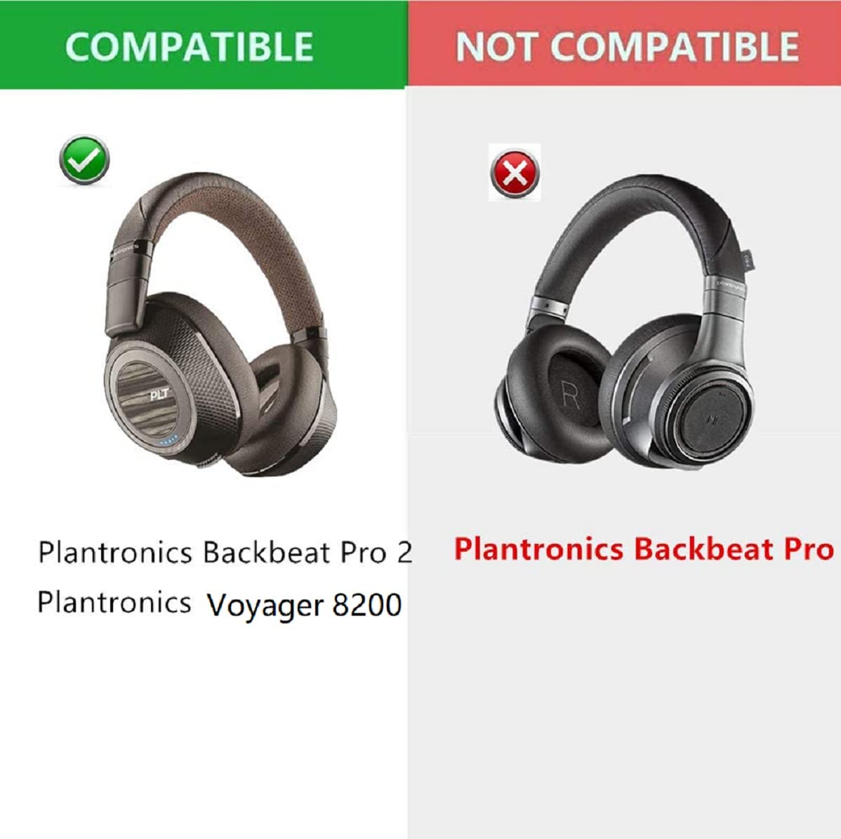 Replacement Ear Pads Cushion Compatible with Plantronics Voyager 8200 UC/Plantronics Backbeat Pro2 Headphone (Pro2 Gray)