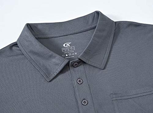 Tyhengta Mens Polo Shirt Long Sleeve Quick Dry Performance Lightweight Tactical Shirts Gray X-Large