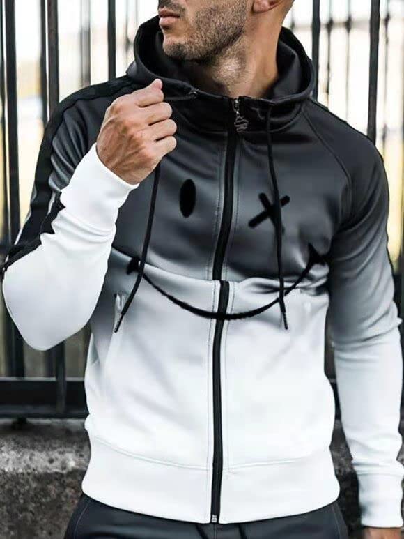 Taamlou Men's Personalized Hoodie Tracksuit 2 Piece Outfit Casual Long Sleeve Sweat Suit Full Zip Sports Jogging Suits(ML2021005,XL)