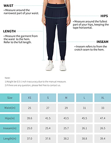 YUNOGA Women's Joggers Pants High Waisted Athletic Pants Lightweight Running Tapered Pants with Side Pockets (M, Black)