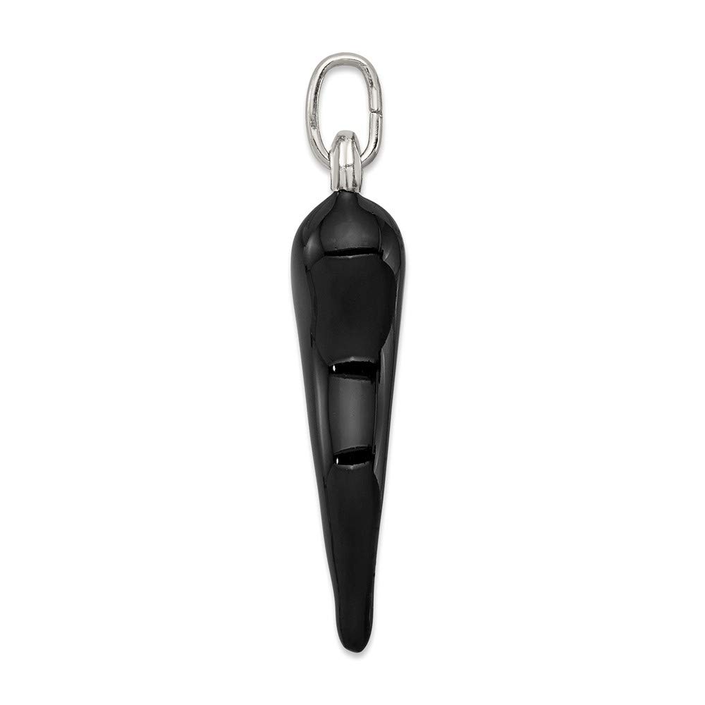 Sterling Silver Black Enamel Italian Horn Charm Pendant