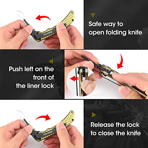Swiss+Tech EDC Knife, Folding Pocket Knife with 5PCS Razor-Sharp Replaceable Blades, Belt Clip, Liner Lock & Aluminum Alloy Handle,Skinning Knives for Hunting, Survival, Fishing, Outdoor Skinning Deer