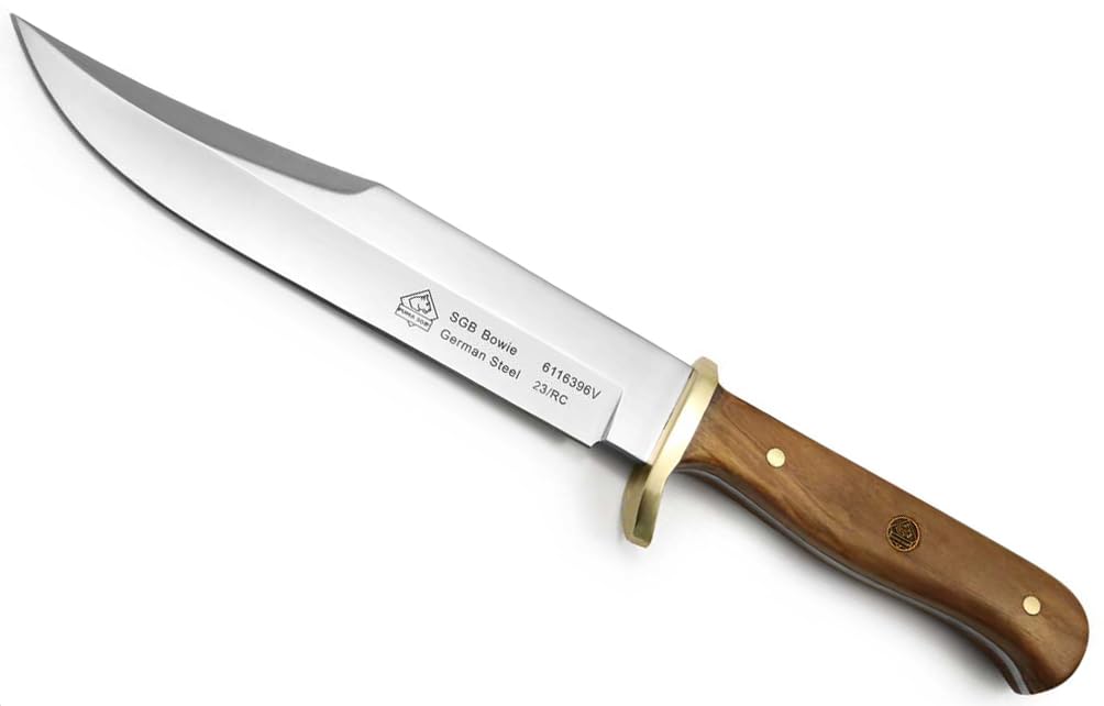 SGB Puma Bowie Olive Wood Hunting Knife with Leather Sheath