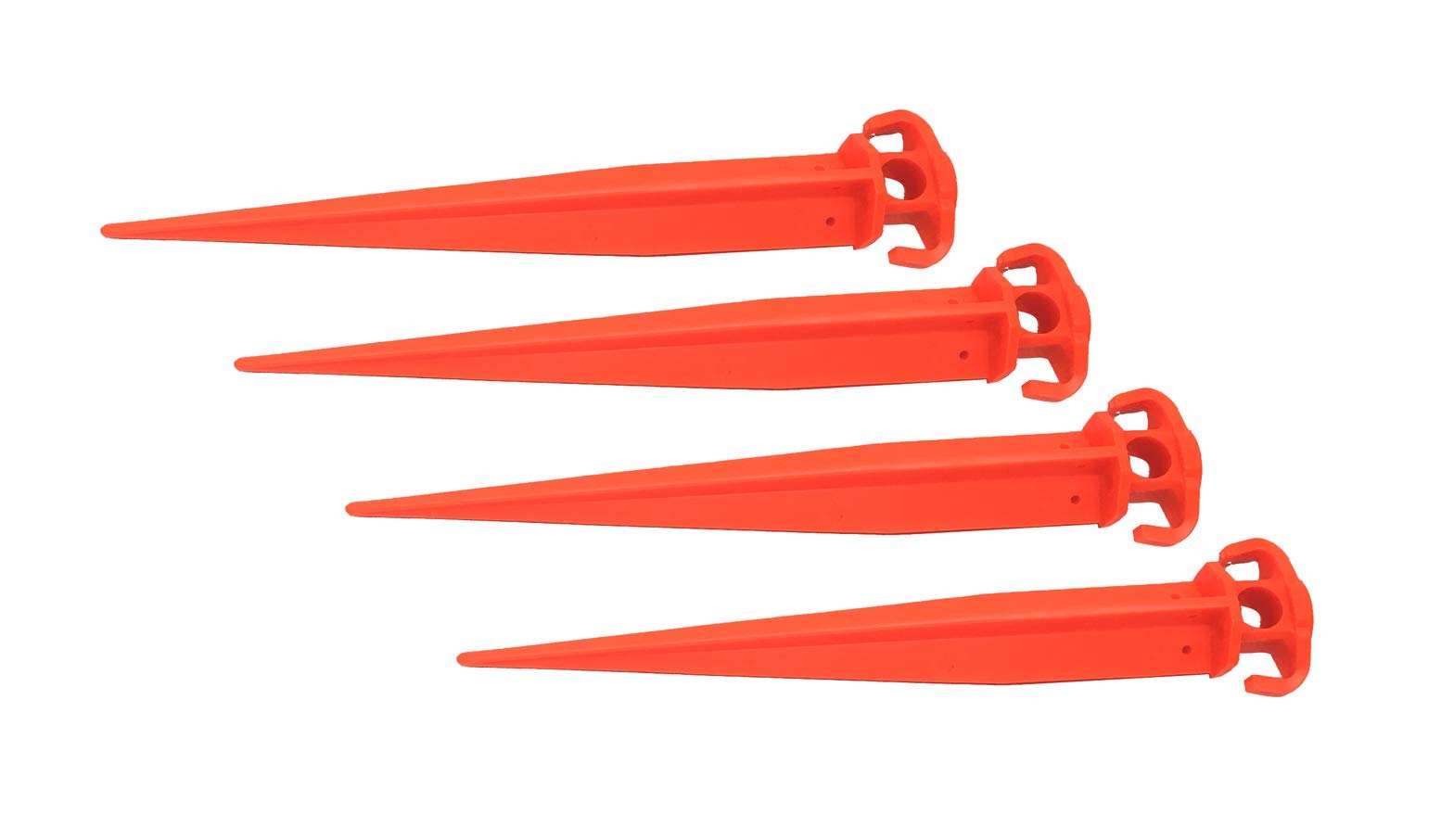 THE UM24 16” Length Ground Stake Stick Strong Heavy Duty Plastic Outdoor Camping Tent Nails Garden Pegs – Orange (4)