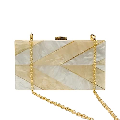 ZHUHW Double-Faced Striped Patchwork Acrylic Evening Bag Wedding Handbags Woman Shoulder Crossbody Bags Clutches