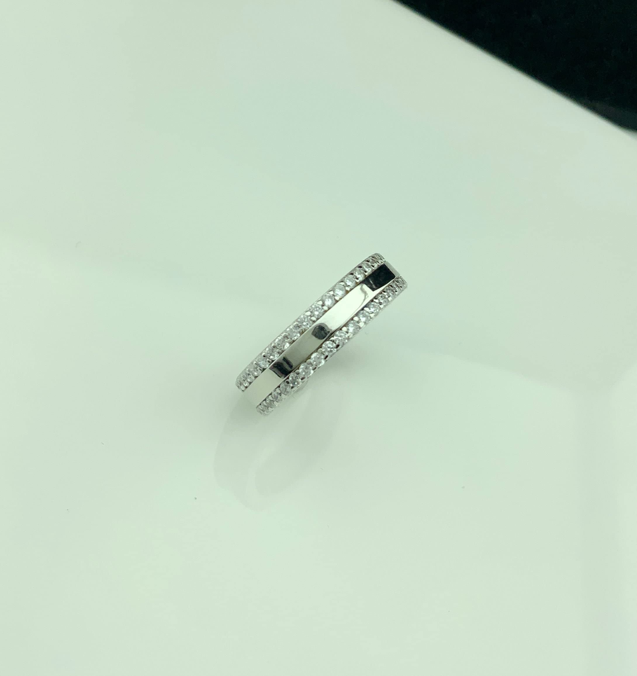 SILVERCLOSEOUT Sterling Silver Cz Striped Eternity Ring - Size 6