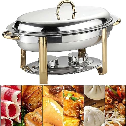 Stainless Steel Chafing Dish Buffet Set, 5.5L Full Size Oval Chafer Buffet Servers with Food Pan, Fuel Holders amp; Lid, Food Warmers for Party