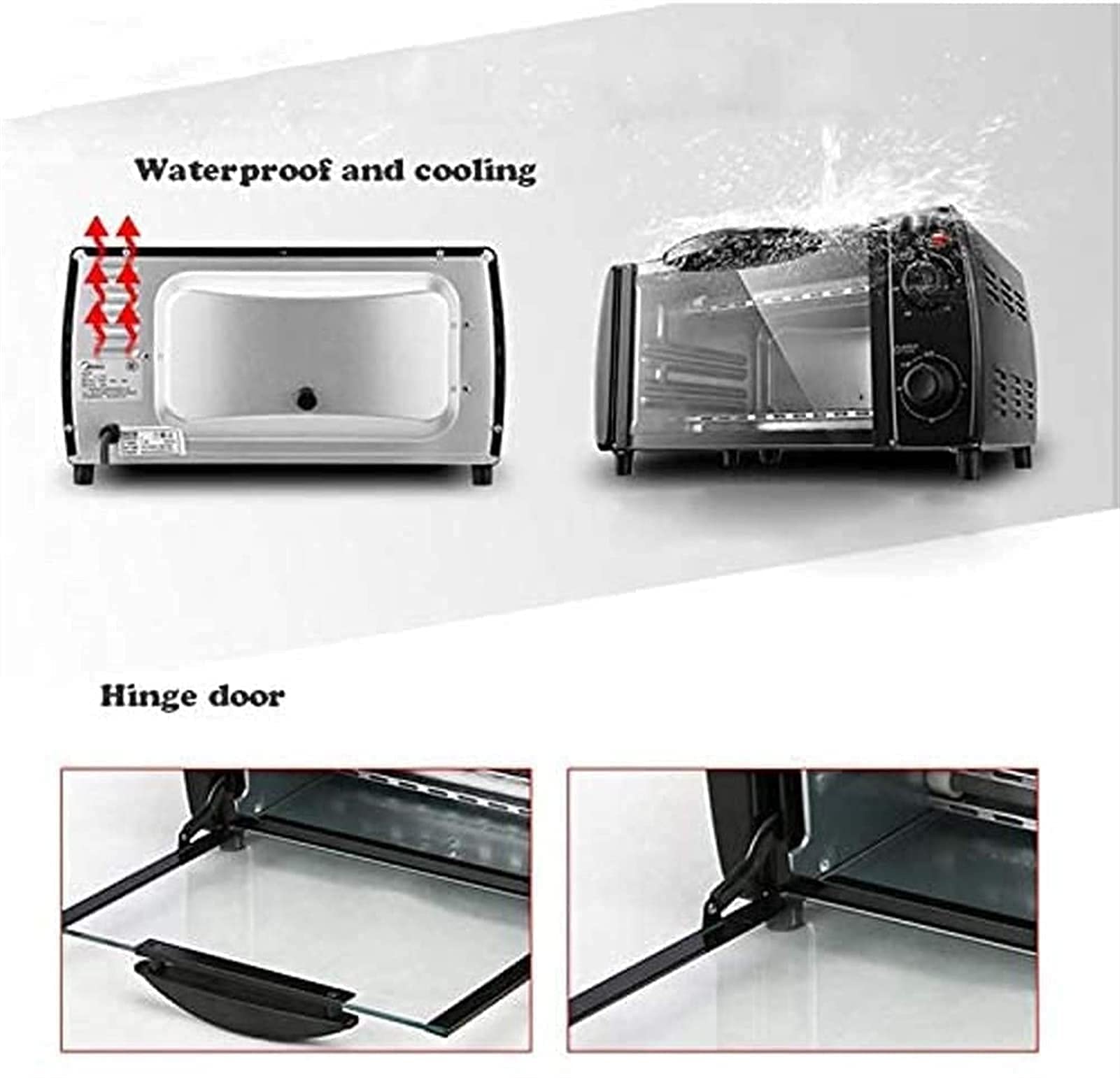 Tabletop Electric Oven 10L Mini Electric Oven Multifunctional Baking Oven Pizza Cake Roast Steak Chicken Cake Bread Tart Maker for Household
