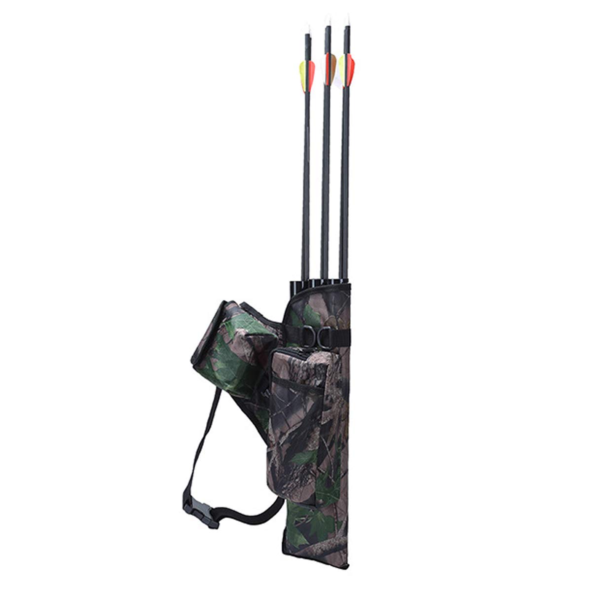 UNISTRENGH Back Hip Archery Quiver Holder 3 Tube Camo Archery Arrow Quiver Holder for Hunting Training with Carry Bag for 24-30 Arrows