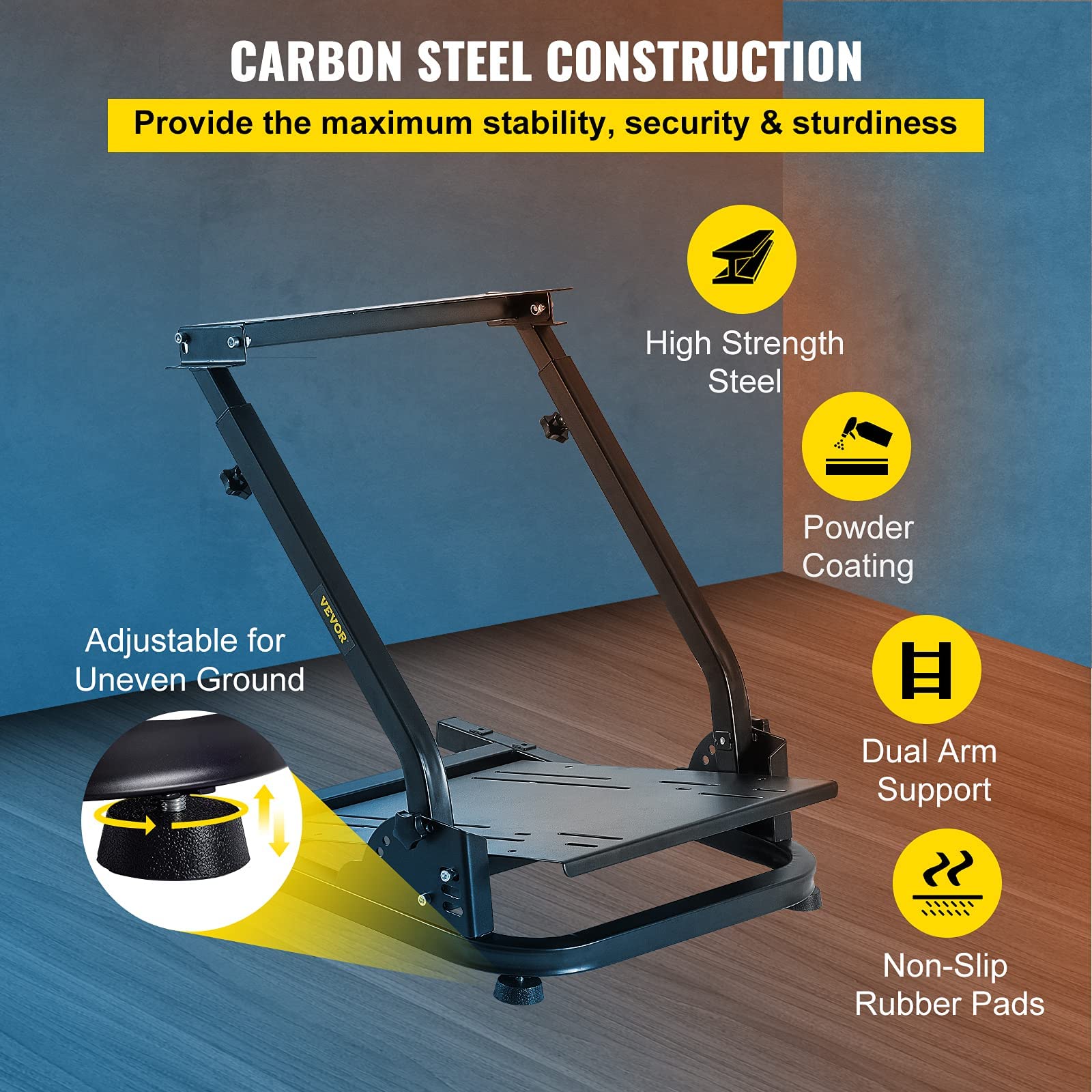 VEVOR G920/G29 Racing Wheel Stand fit for Logitech G27/G25 Gaming Wheel Stand fit for Thrustmaster,Wheel Pedals NOT Included Shifter Mount NOT Included