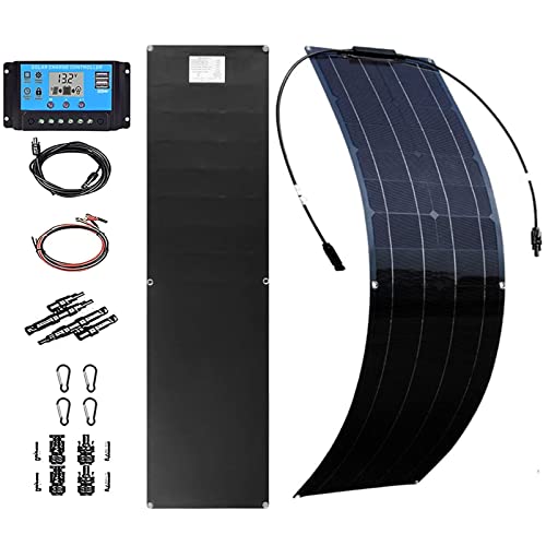 Solar Panel 200W Flexible Solar Panel Kit Monocrystalline Off Grid Module, Outdoor Travel Charger, Two Pieces Portable Solar Panels for Home Outdoor Rv Car with 40A Controller
