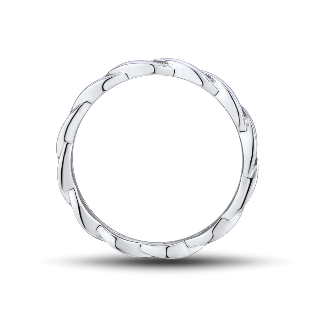 Santuzza 925 Sterling Silver Stacking Ring Handmade Enamel Colorful Twisted Stackable Ring for Women (White,6.5)