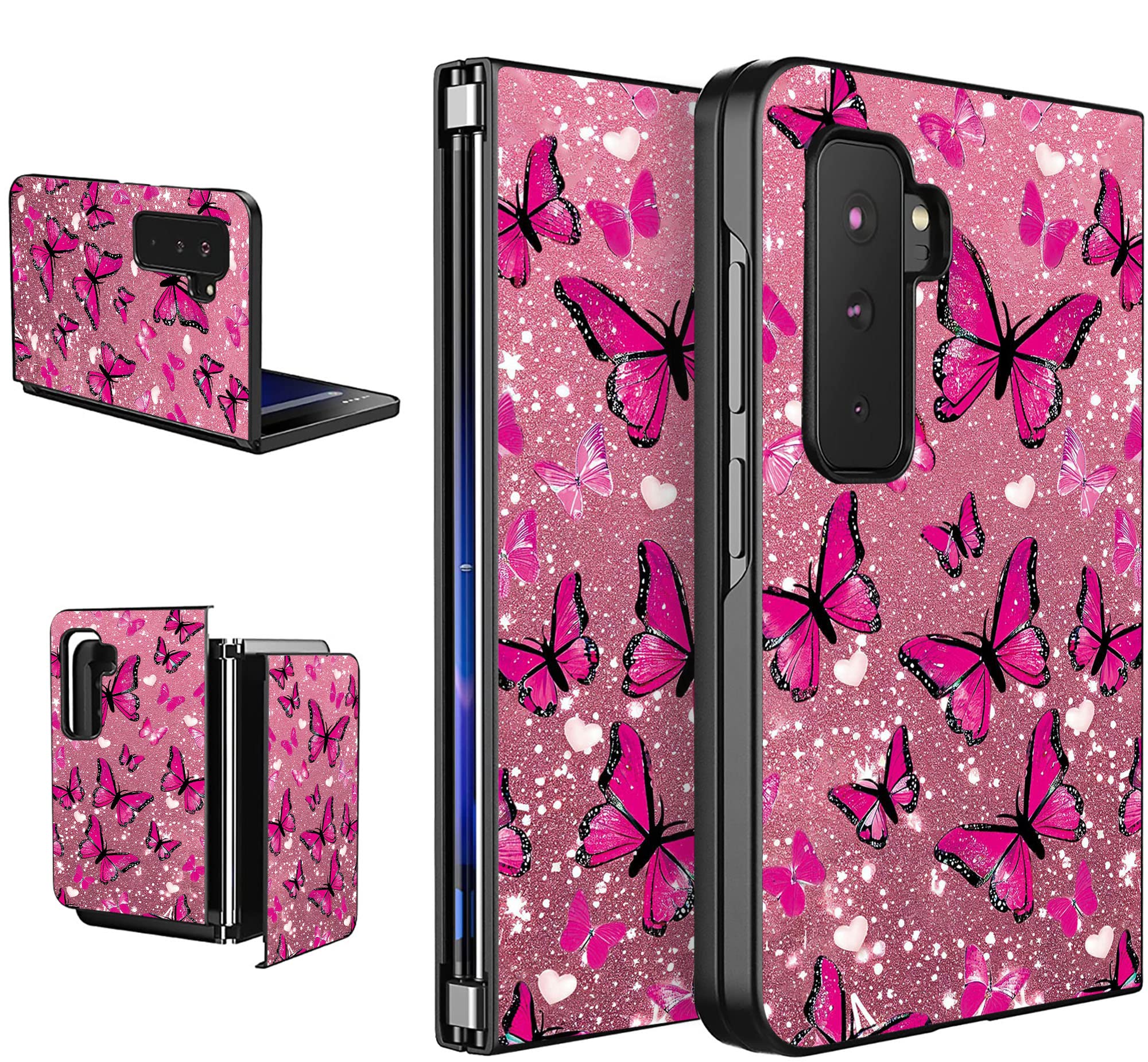 RYUITHDJP for Microsoft Surface Duo 2 Case 8.3" Butterflies Girl Design for Microsoft Surface Duo 2 Phone Case Stylish Shockproof Cover