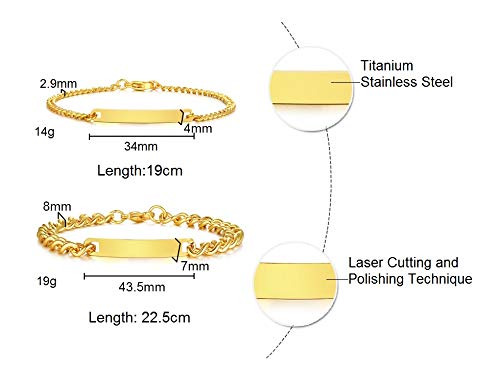 SunnyHouse Jewelry His and Hers Matching Set Titanium Stainless Steel Personalized Couple Bracelet Custom Engraving (A PAIR)