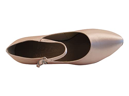 Very Fine Dancesport Shoes - Ladies Waltz, Tango, Foxtrot Ballroom Dance Shoes - S9137-2" Heel & Heel Protector (Flesh Satin, Size 7)