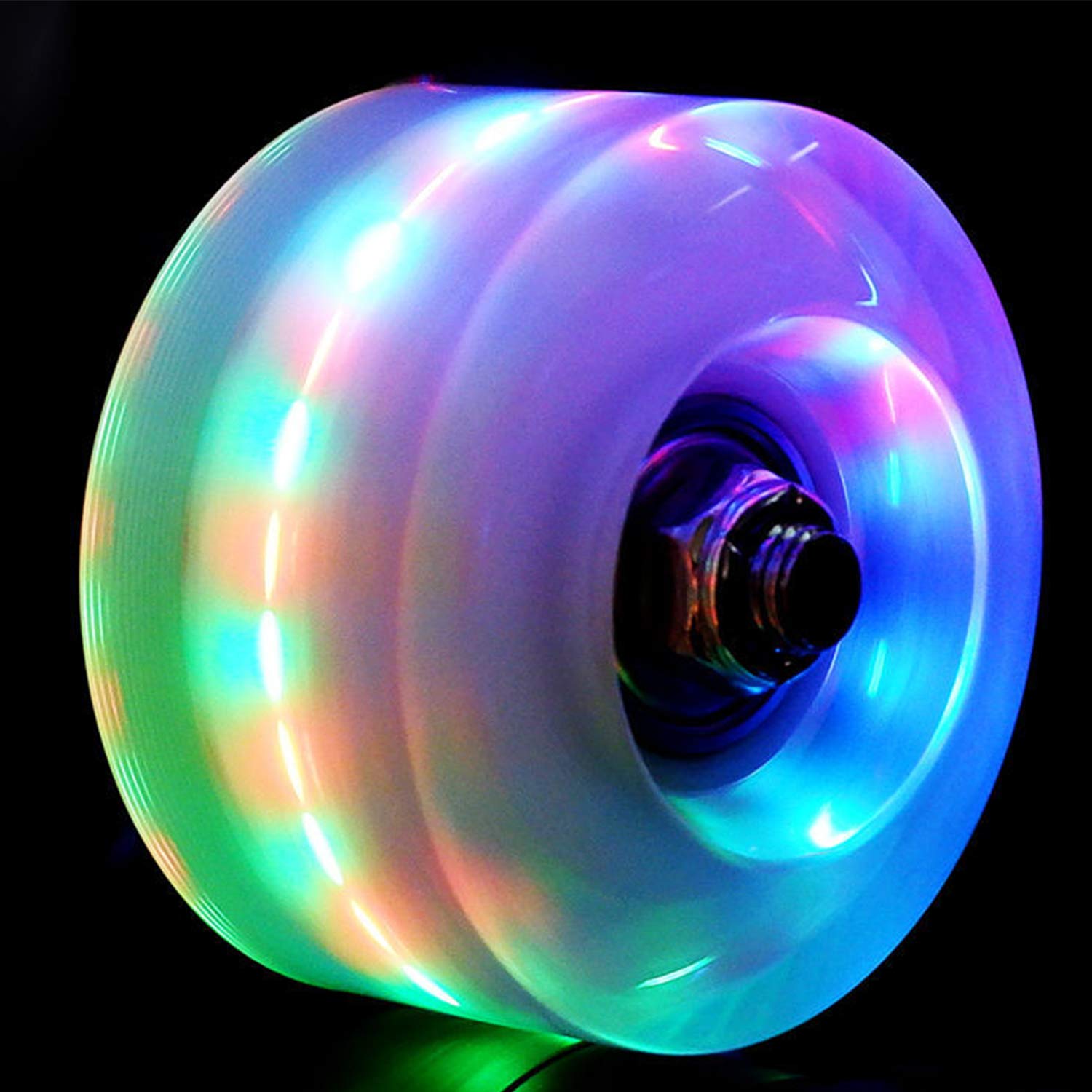 Roller Skate Wheels Outdoor Light Up LED Quad Rainbow Rollerskate Parts Tool Wheels,4 Pack 32mmX58mm/8 Pack 608 Bearing /4 Pack Core