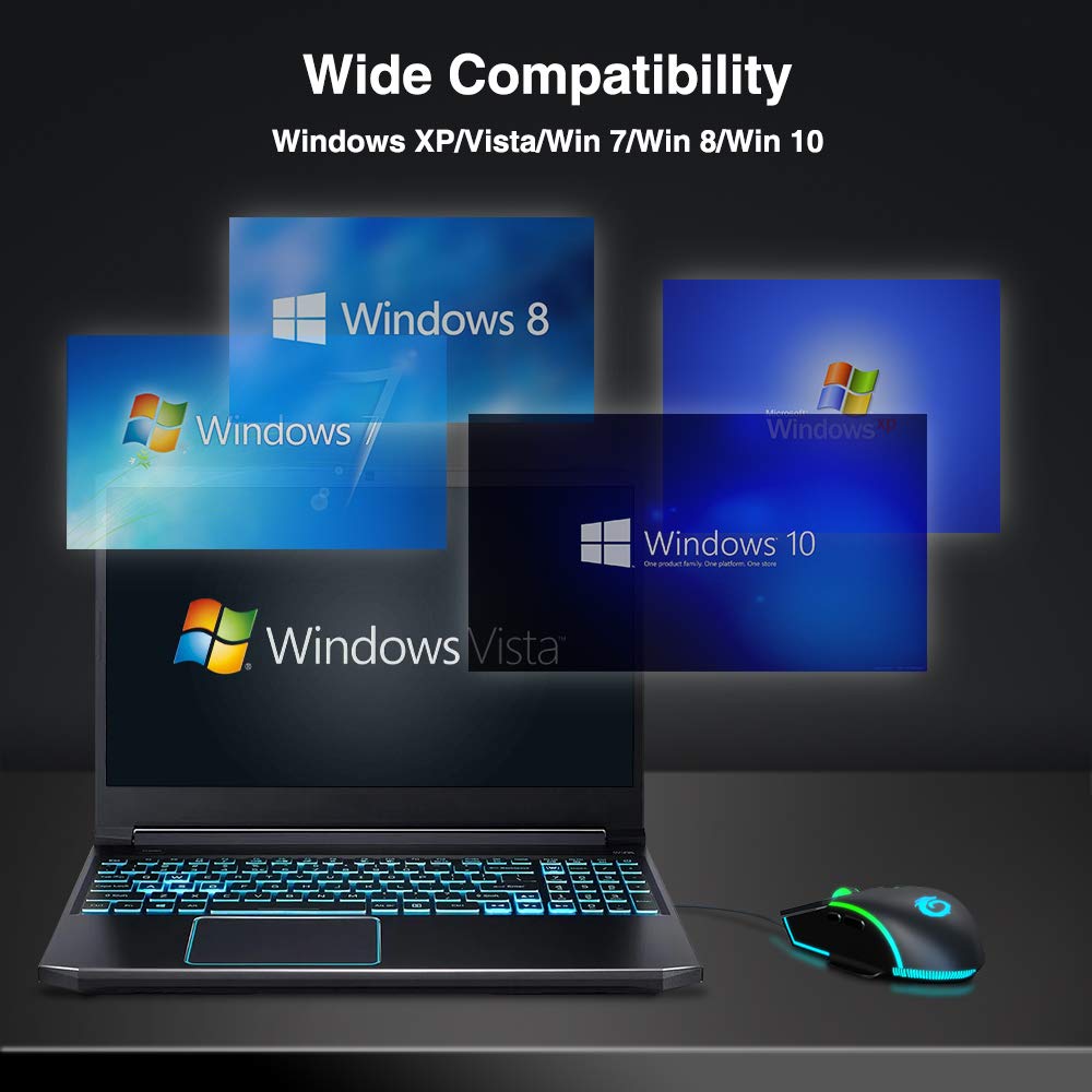 VersionTECH. Gaming Mouse [7200 DPI] [RGB Breathing Light] [7 Buttons] Wired Computer Mouse PC Desktop Laptop USB Mice Optical Gamer Mouse for Windows 7/8/10/XP/Vista Linus