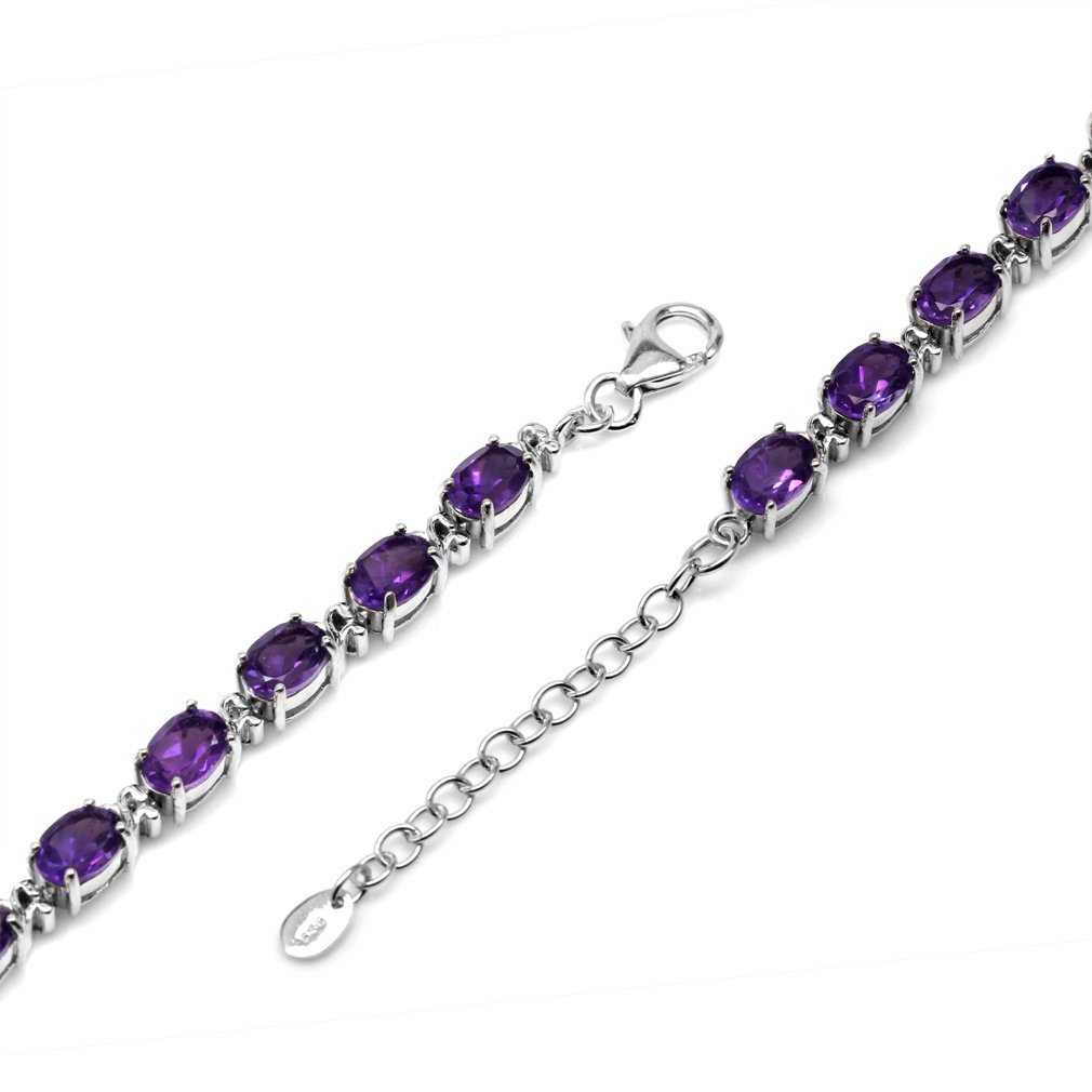 Silvershake 12.41ct. Natural African Amethyst 925 Sterling Silver Victorian Style 7.5 to 9 Inch Adjustable Bracelet