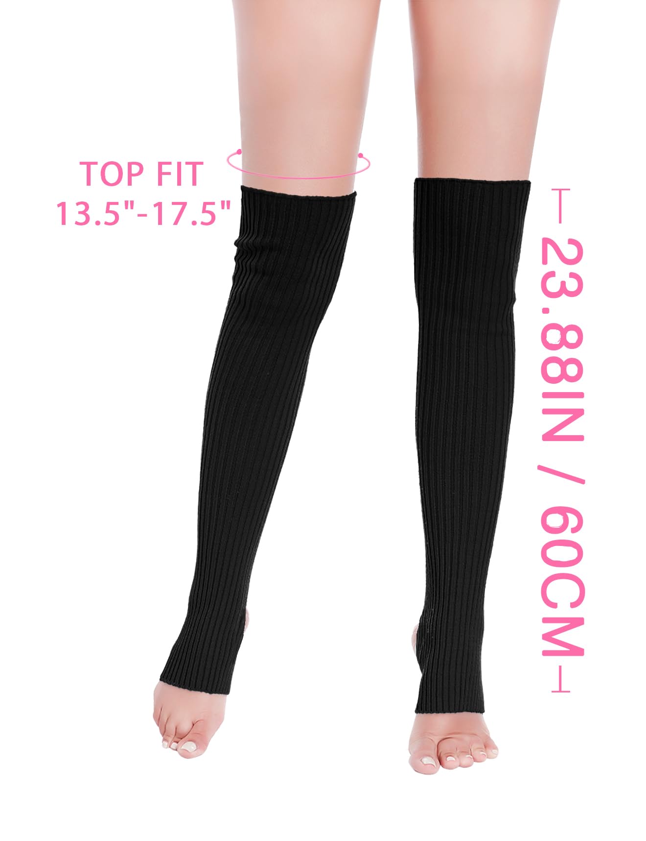 v28 Women’s Neon Knit Leg Warmer for 80s Party Dance Sports Yoga (61-Black)