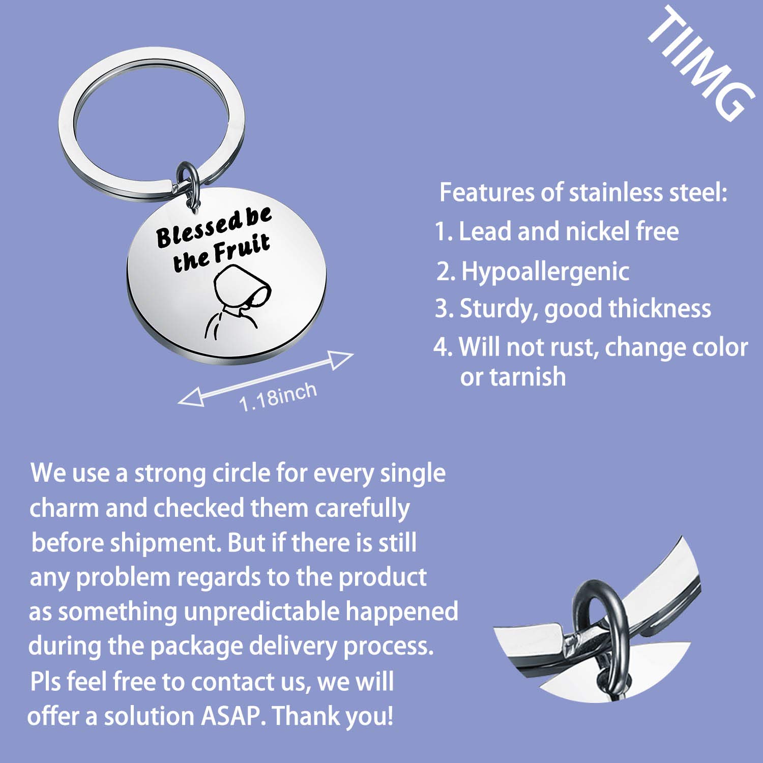 TIIMG Feminism Keychain Blessed Be The Fruit Quote Gift Feminist Jewelry Women Gift (Blessed be the Fruit)