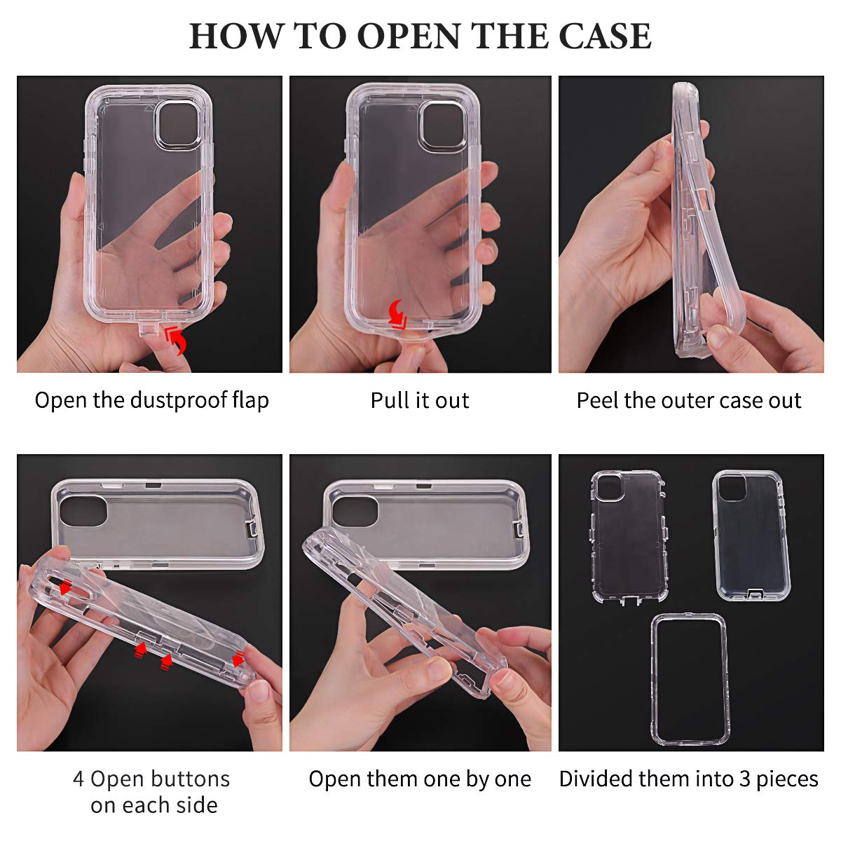 WESADN Case for iPhone 11 Clear Case Crystal Protective Cases for Women Men Heavy Duty Shockproof Hybrid Hard PC Bumper Drop Protection Soft TPU Cover for iPhone 11 6.1