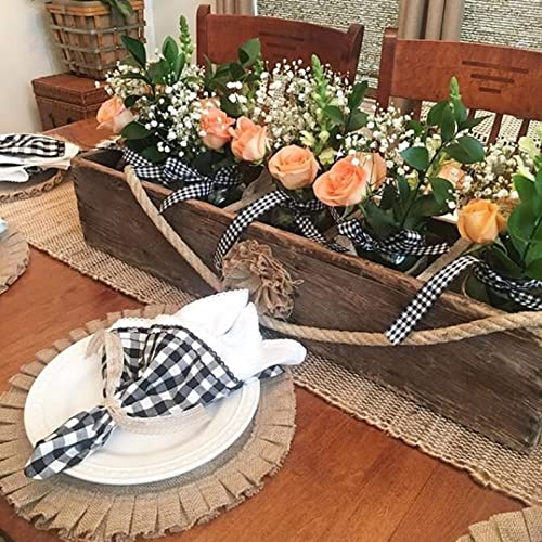 Round Burlap Placemats Farmhouse Rustic Mats Burlap with Ruffle Edge Placemats Set of 4 15inch for Dinner Plates