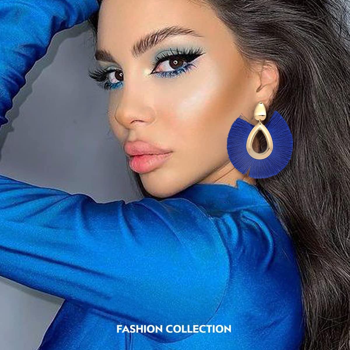 TINNYFY 12 Pairs Boho Statement Earrings Tassel Earrings Hoop Dangle Earrings Long Earrings for Women/Girl (B)