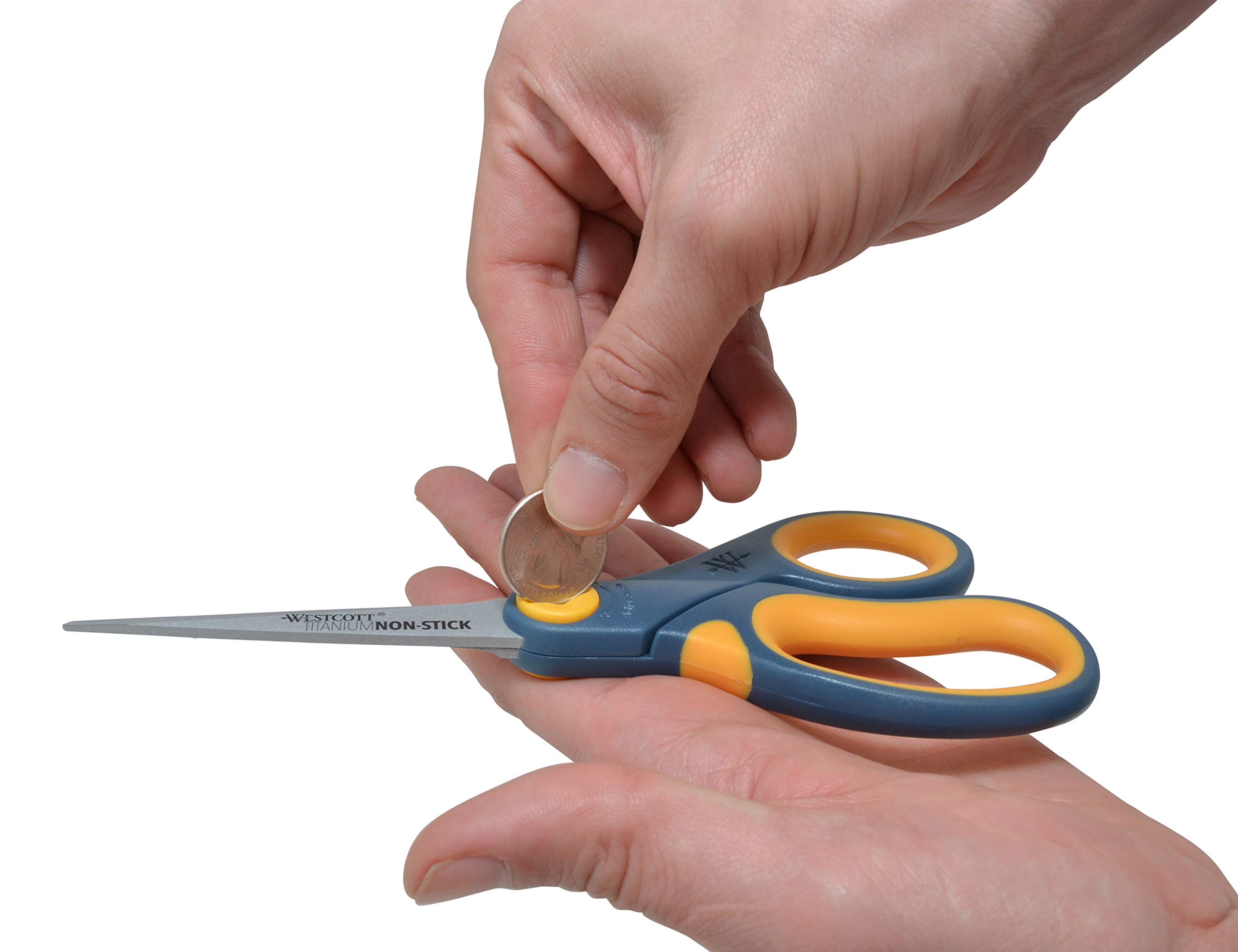 Westcott 17597 8-Inch Non-Stick Titanium Scissors For Office and Home, Blue/Gray, 6 Pack