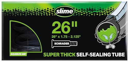 Slime 30081 Bike Inner Tube with Slime Puncture Sealant, Super Thick, Extra Strong, Self Sealing, Prevent and Repair, Schrader Valve, 26" x 1.75-2.125"