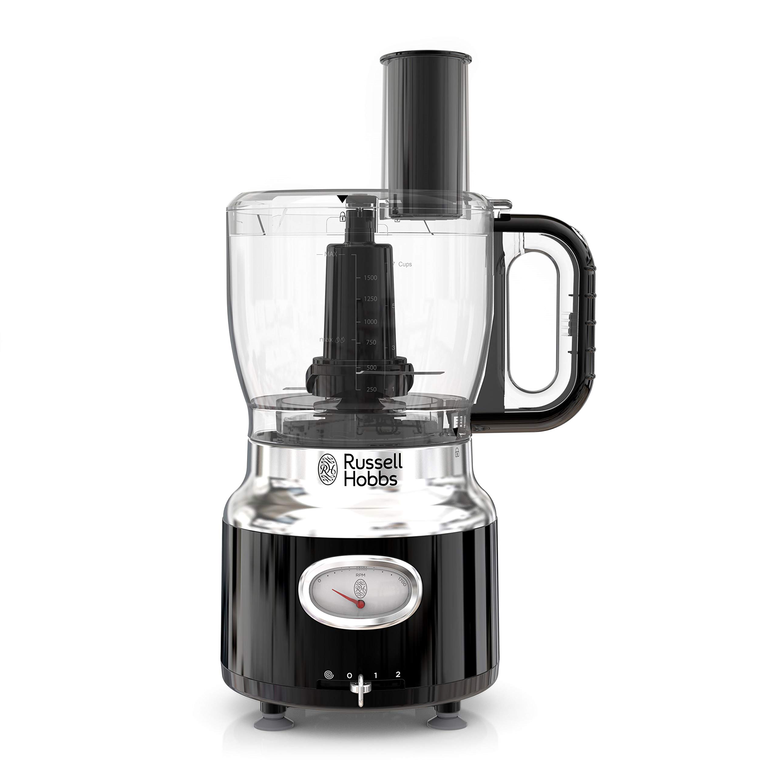 Russell Hobbs FP3100BKR Retro Style Food Processor, 8-Cup (64-oz) Capacity, Black