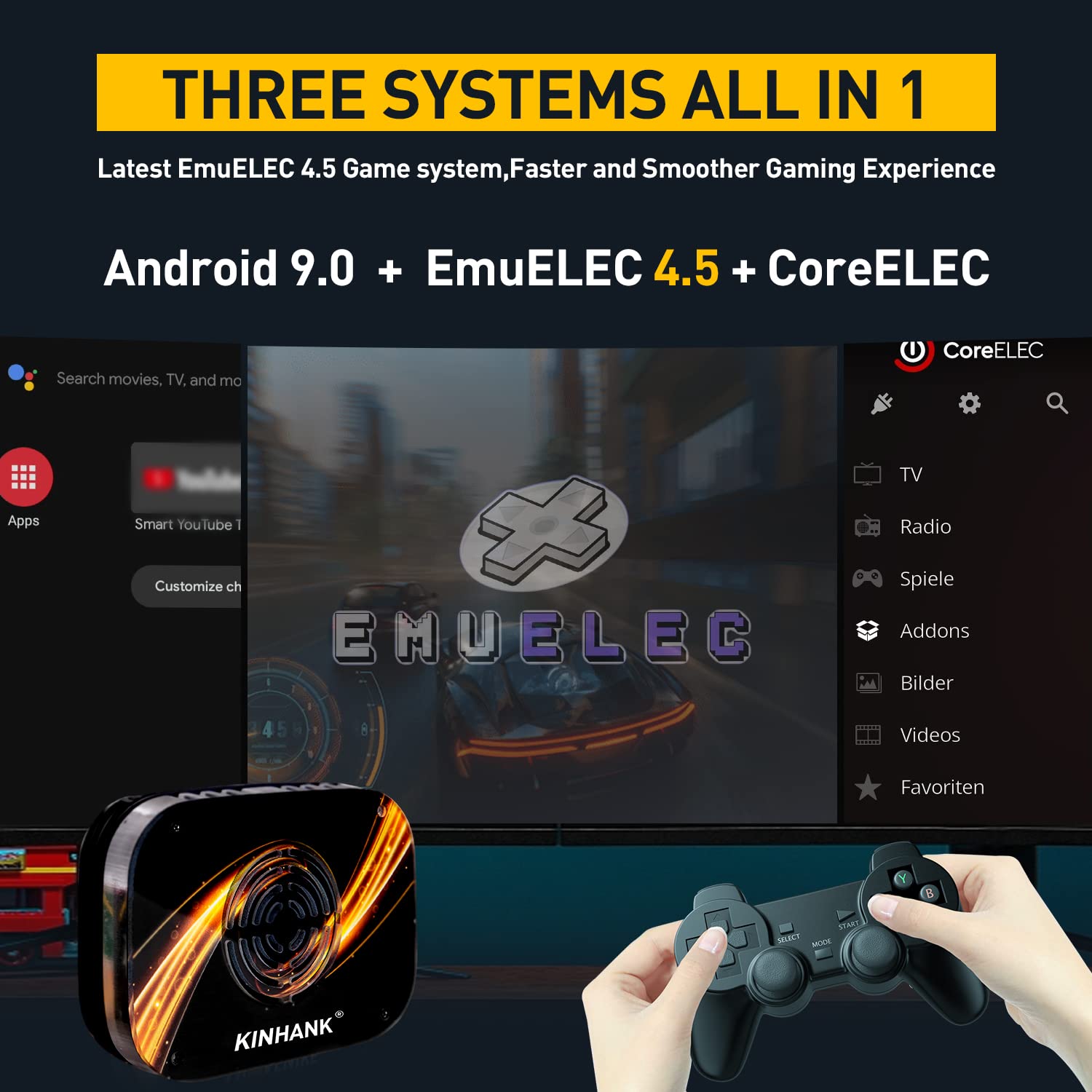 Retro Game Console Super Console X3 Plus,Video Game Console with 114000+ Retro Game,S905X3 Chip,EmuELEC 4.5/Android 9.0/CoreE,8K UHD Output,USB 3.0,Compatible with Most Emulators2.4G+5G,BT 4.0(256GB)