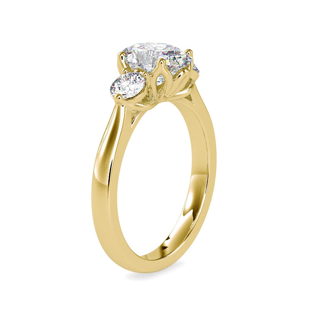 VVS Three Stone Elegant Style 18k White Gold/Yellow Gold/Rose Gold With 0.48 Carat Natural Diamond & Moissanite Diamond Anniversary Ring For Women