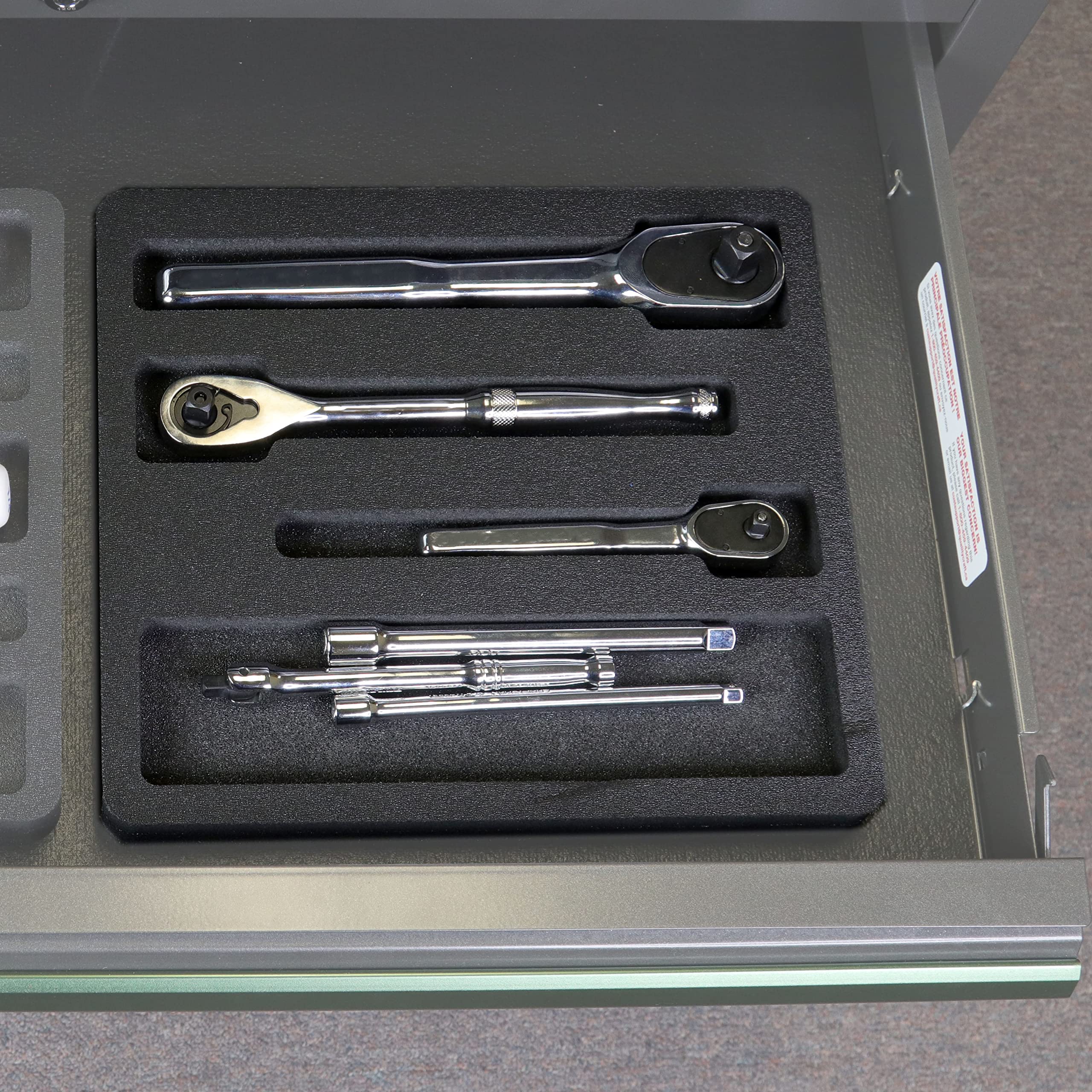 Polar Whale Tool Drawer Organizer Ratchet Socket Wrench Holder Insert Black Durable Foam Tray Holds 3 Ratchets or Extensions Up to 10 Inches Long Fits Craftsman Husky Kobalt Milwaukee Many More