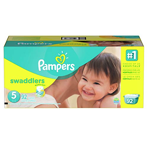 Pampers Swaddlers Disposable Diapers Size 5, 92 Count, GIANT ( Designs May Vary ) (Packaging May Vary)