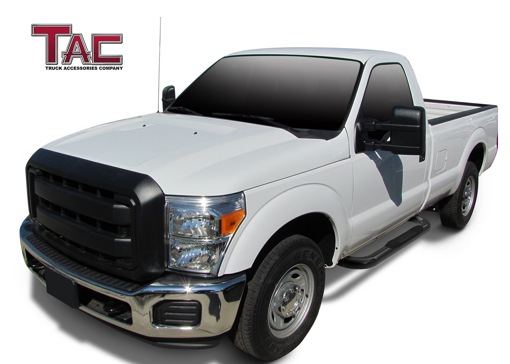 TAC Side Step Fit 2015-2024 Ford F150 Regular Cab | 2017-2024 Ford F250/F350/F450/F550 Super Duty Regular Cab 3" Black Nerf Bars Running Boards Off Road 2pcs