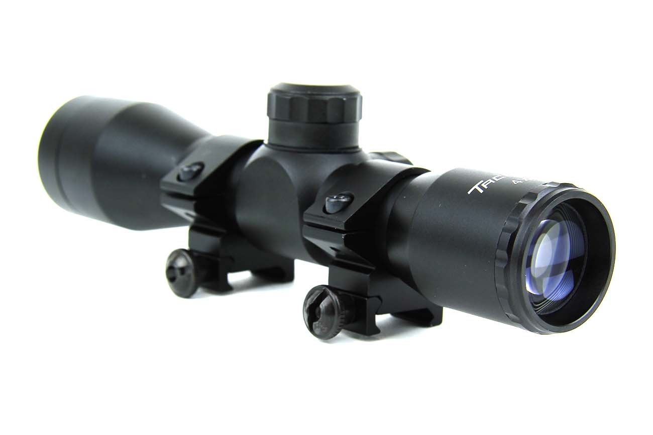 TacFire Compact Fixed Power Rifle Scope Rangefinder Reticle with Set of 1 Rings, 4 x 32, Black