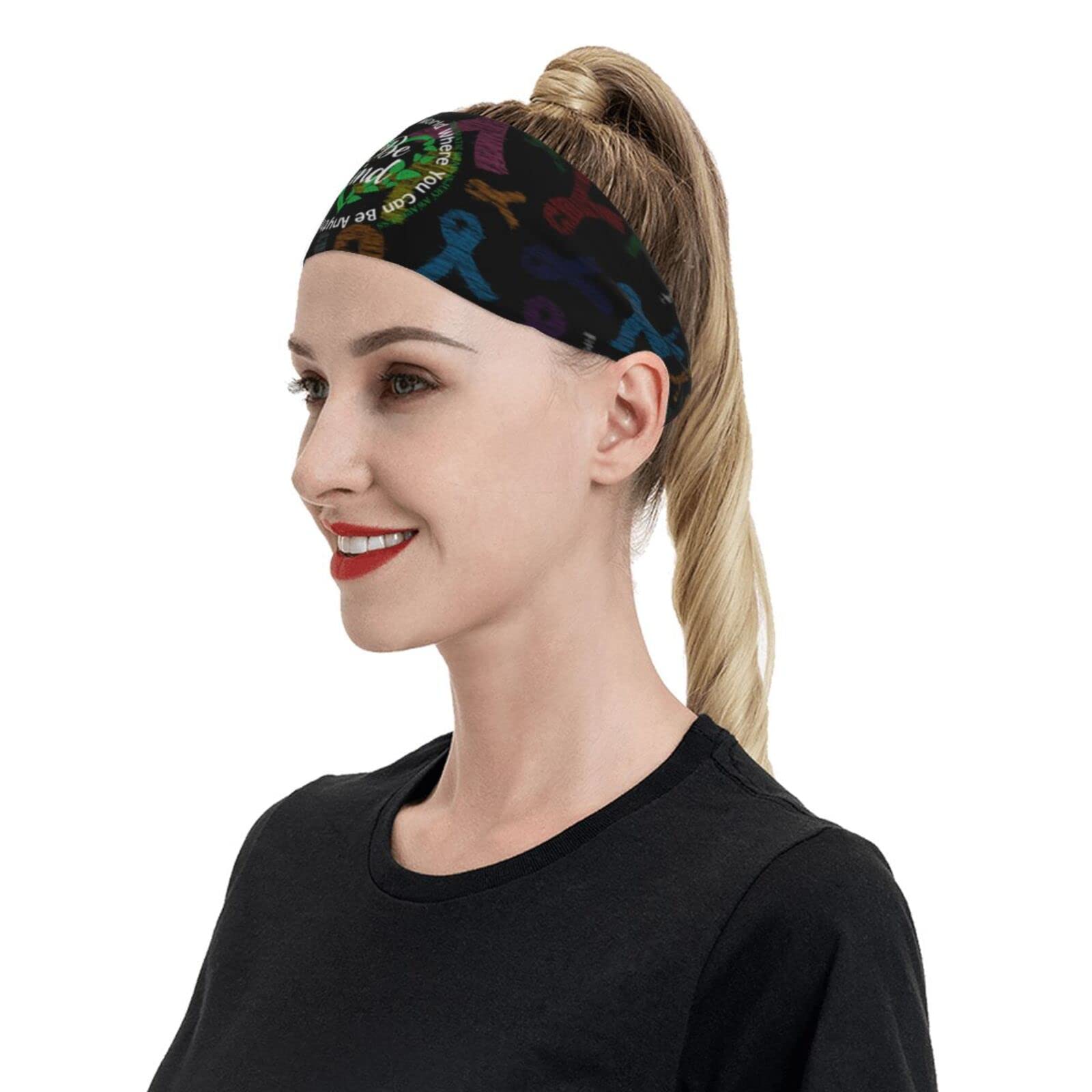 ZSIXJNB Traumatic Brain Injury Awareness Headwrap In A World Where You Can Be Anything Be Kind Mens Headbands Cancer Warrior Gift