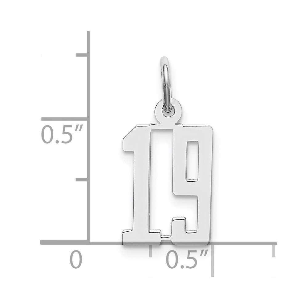 Sterling Silver/Rhodium-plated Elongated Number 19 Charm QQES19