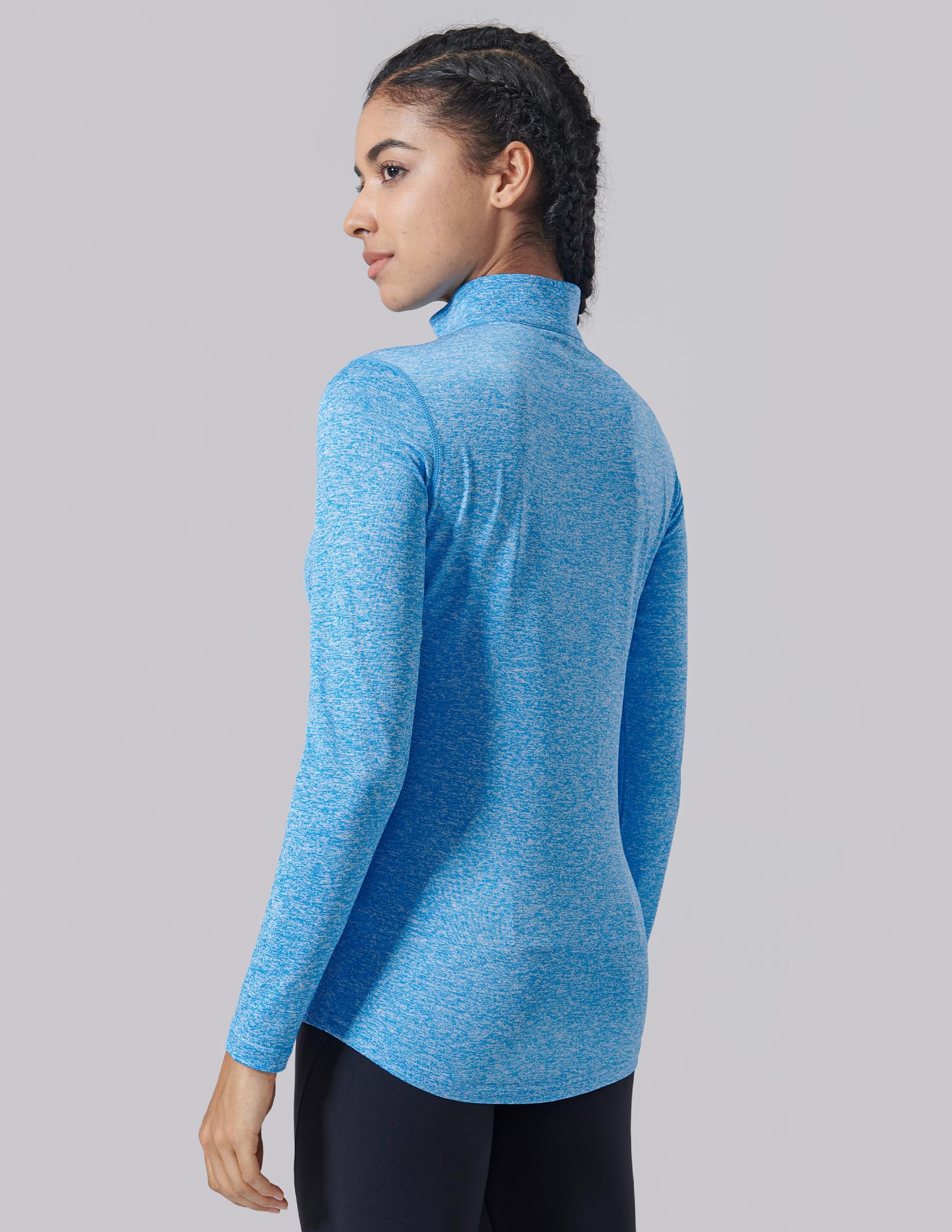 Women's Quick Dry Long Sleeve Quarter Zip Pullover Shirts with Thumb Holes and Pocket (Set 1, Large)