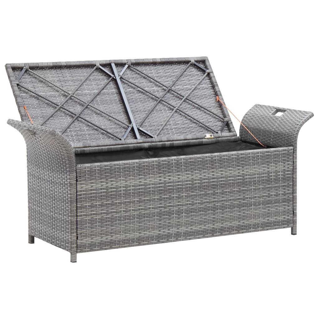 vidaXL Storage Bench w/Cushion 54.3" Poly Rattan Brown Chair Seat Furniture